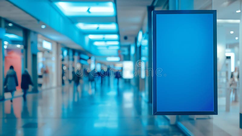 Generative AI Blue Signboard Mockup in a Mall Business Concept. Stock ...