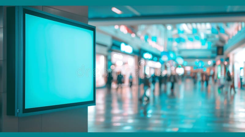 Generative AI Blue Signboard Mockup in a Mall Business Concept. Stock ...