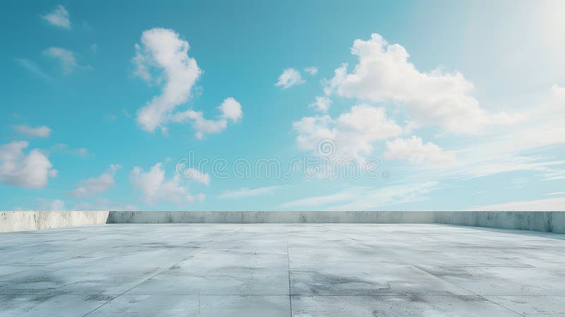 Generative AI Blue Sky Landscape Background with Nice Clouds and Empty ...