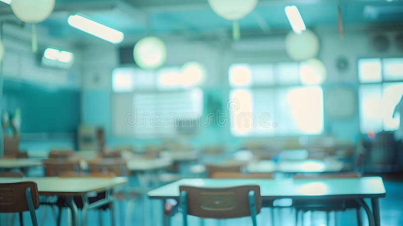 Generative AI Blur Image of Empty Classroom Business Concept. Stock ...