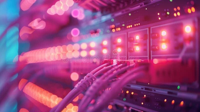 Generative AI Blur Technology Data Center Room Defocus Fiber Optic ...