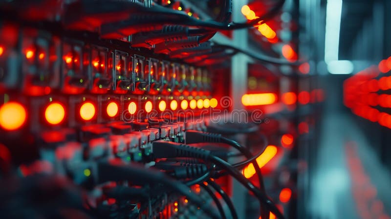 Generative AI Blur Technology Data Center Room Defocus Fiber Optic ...