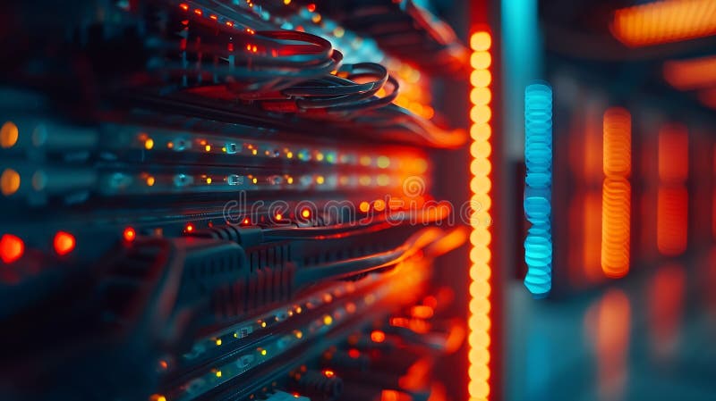 Generative AI Blur Technology Data Center Room Defocus Fiber Optic ...