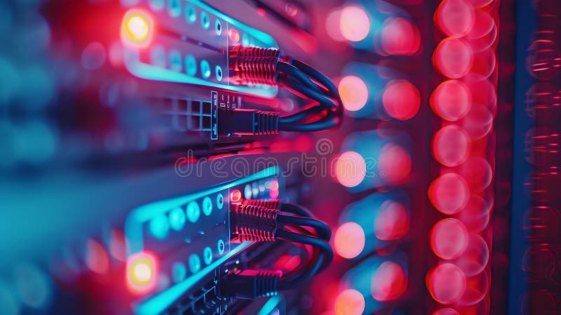 Generative AI Blur Technology Data Center Room Defocus Fiber Optic ...