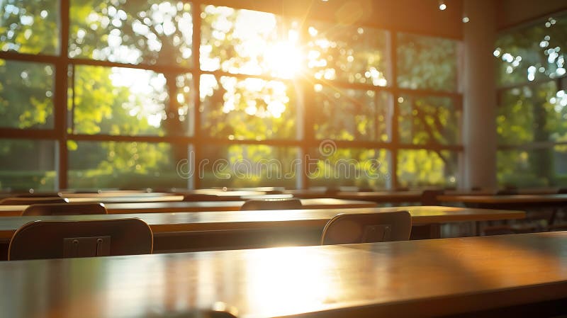 Generative AI Blurred Background of Empty Classroom Lecture Room or ...