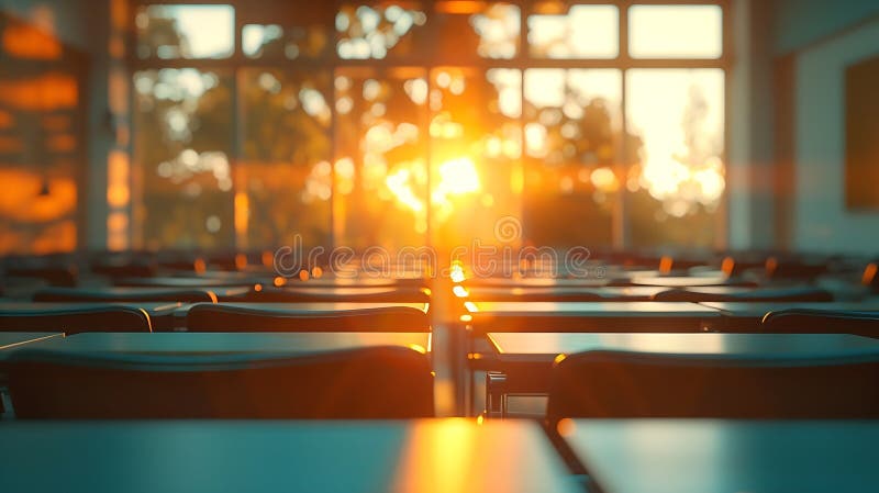 Generative AI Blurred Background of Empty Classroom Lecture Room or ...