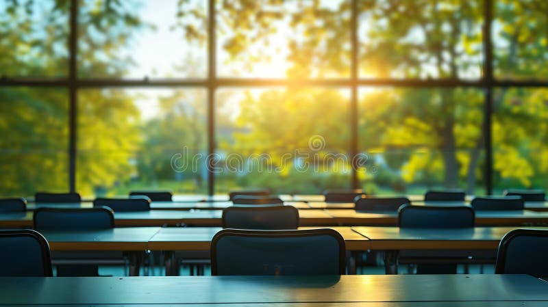 Generative AI Blurred Background of Empty Classroom Lecture Room or ...