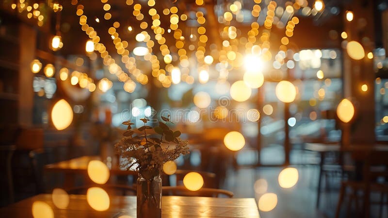 Generative AI Blurred Image of Restaurant with Light and Bokeh for ...