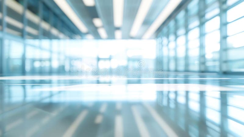 Generative AI BLURRED OFFICE BACKGROUND MODERN BUSINESS HALL with LIGHT ...