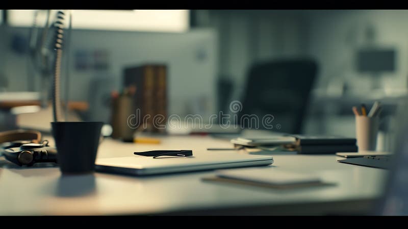 Generative AI Blurred Office Desk Business Concept. Stock Photo - Image ...