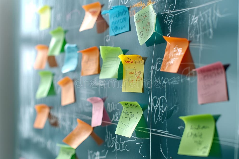 A Board with Sticky Notes Sitting on Top of it. Generative AI. Stock ...