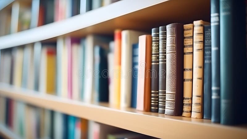 Generative AI Book Stack in the Library Room and Blurred Bookshelf for ...