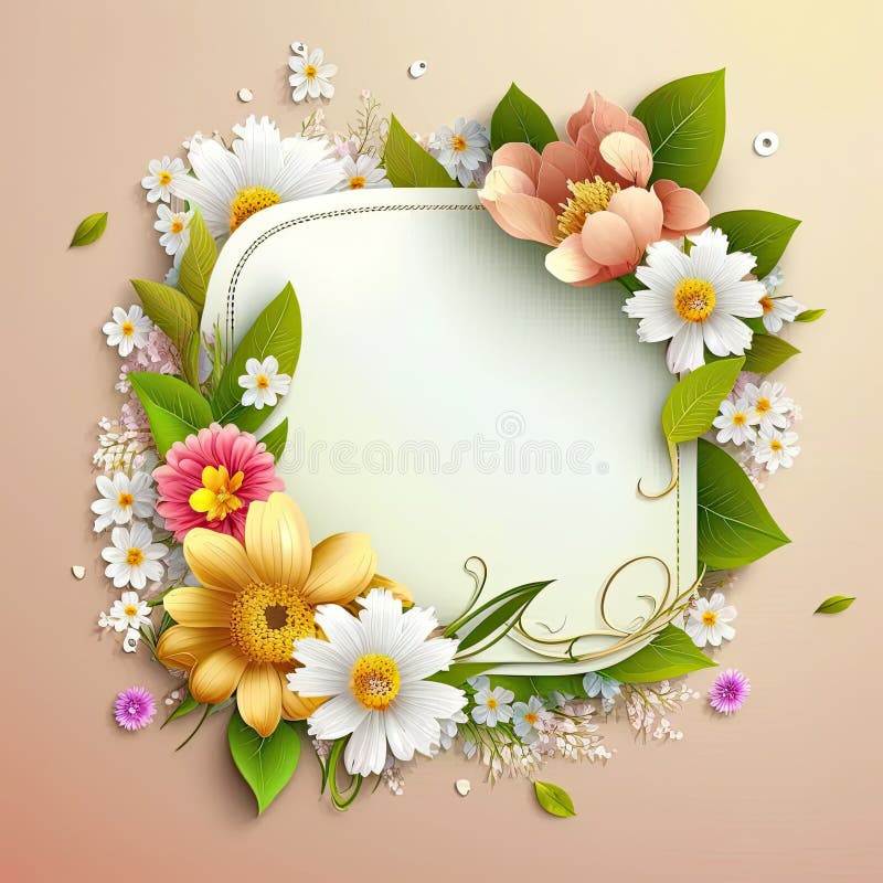 Generative AI Border Frame with Floral Pattern Stock Illustration ...