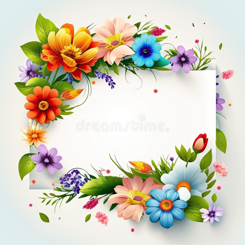Generative AI Border Frame with Floral Pattern Stock Illustration ...