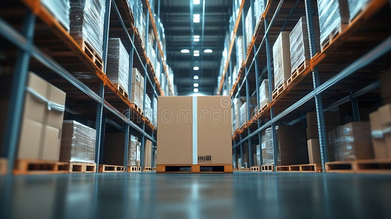 Generative AI Boxes Ladder and Shelves with Inventory at Warehouse for ...