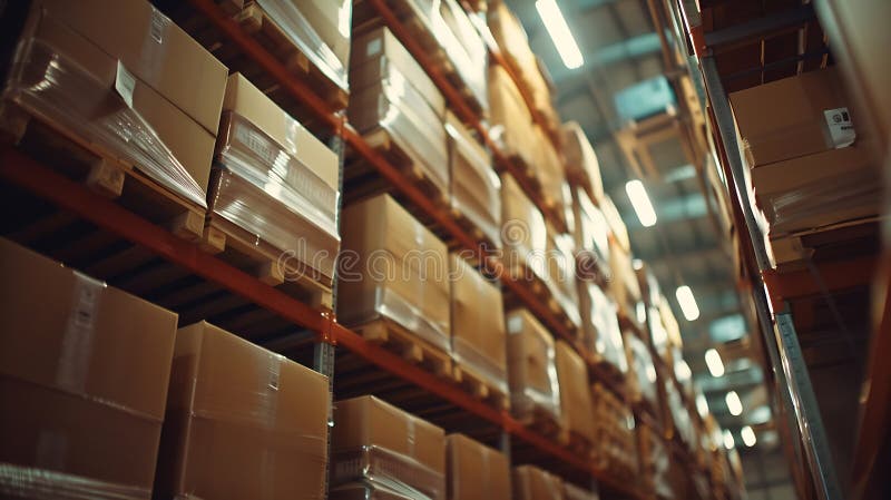 Generative AI Boxes Ladder and Shelves with Inventory at Warehouse for ...