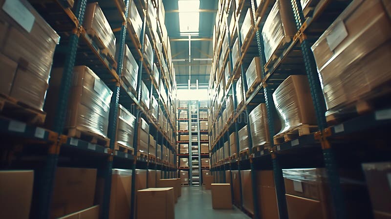 Generative AI Boxes Ladder and Shelves with Inventory at Warehouse for ...