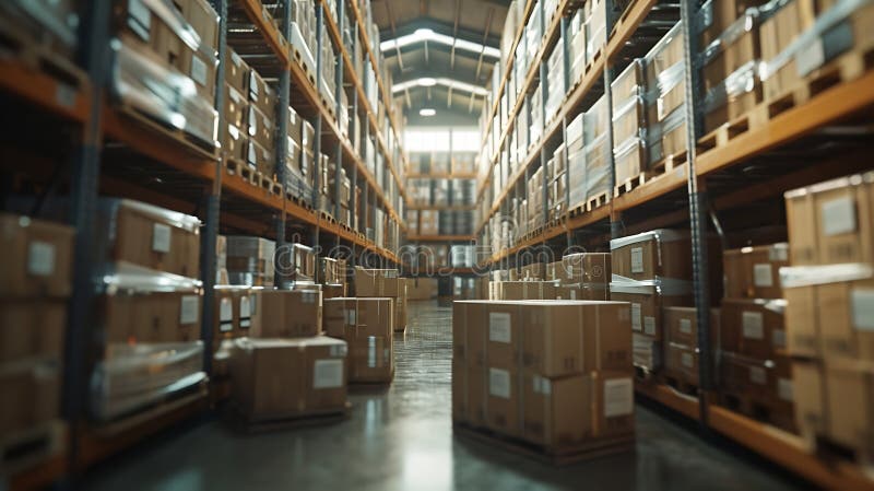 Generative AI Boxes Ladder and Shelves with Inventory at Warehouse for ...