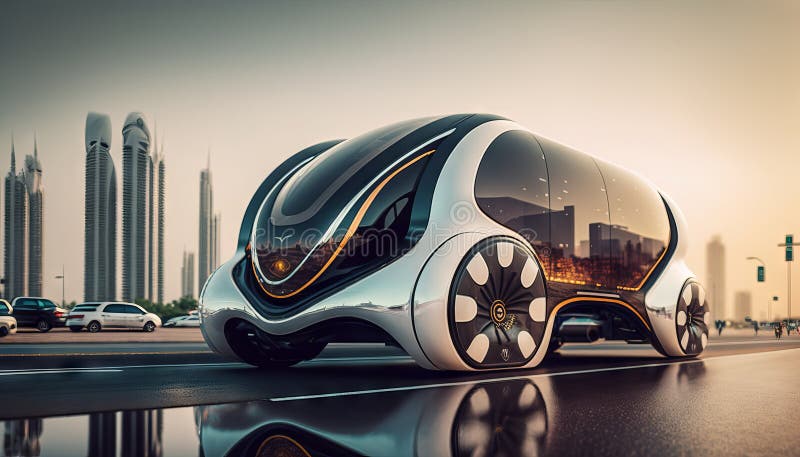 Generative AI of a Brand-less Generic Concept Car in the City Stock ...