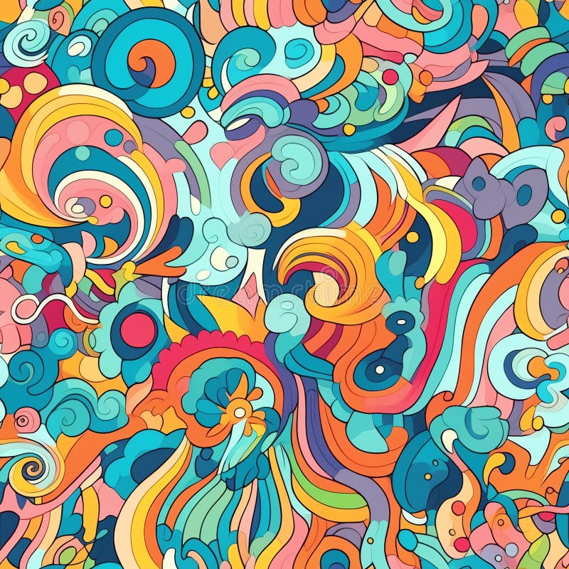 Generative AI Bright Colorful Seamless Pattern- Stock Illustration ...