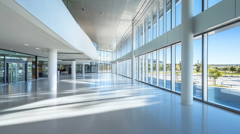 Generative AI Bright Modern Office Space with Large Windows and ...