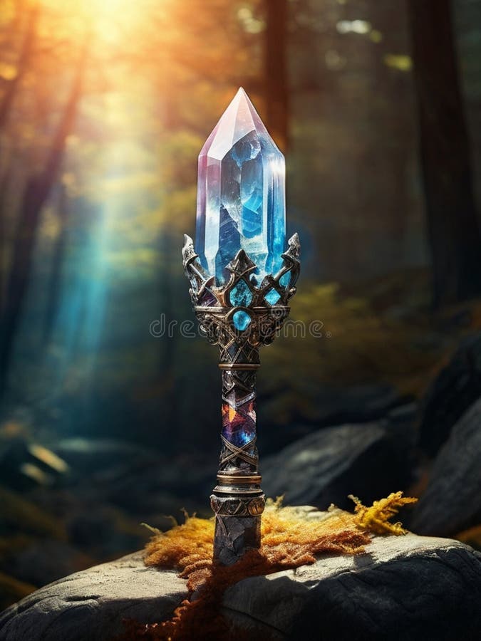 Generative Ai, the Bright Sparkling Diamond Scepter Stands in the ...