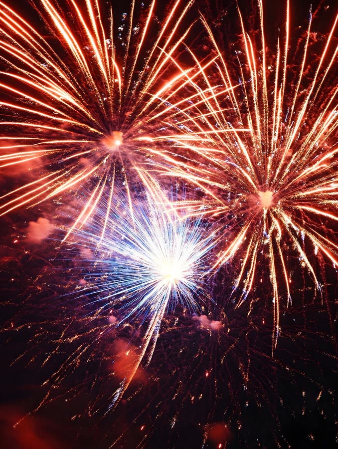 Generative AI Bright Vibrant Fireworks Exploding in the Night Sky ...