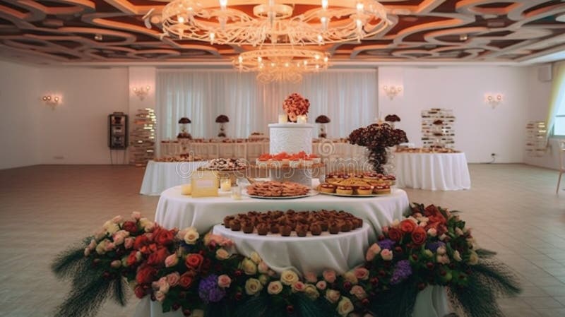 Buffet_table_in_wedding_hall_1695526589786_2 Stock Illustration ...