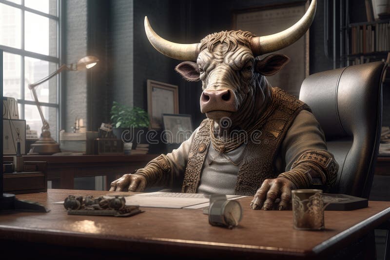 Generative AI Bull Boss in Office Stock Illustration - Illustration of ...