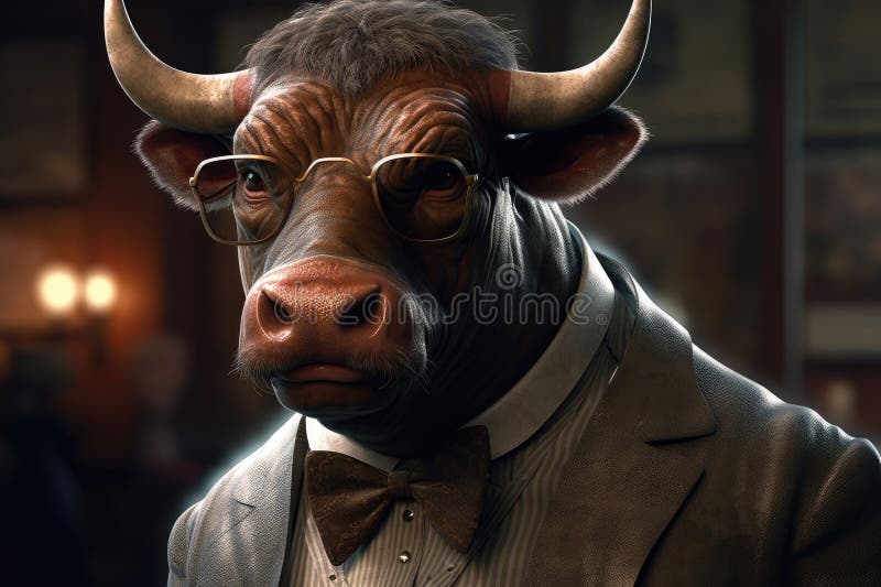 Generative AI. Bull in a Business Suit Stock Illustration ...