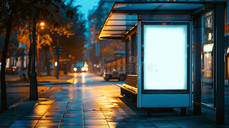 Generative AI Bus Shelter at Busstop Blank White Lightbox Empty ...
