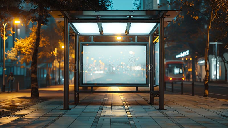 Generative AI Bus Shelter at Busstop Blank White Lightbox Empty ...