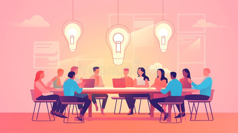 Generative AI Business Characters Focus Group- Stock Illustration ...