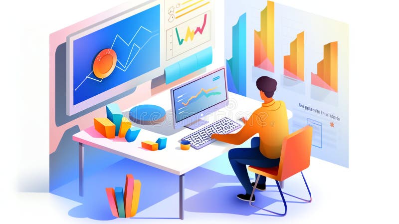 Generative AI Business Data Analysis Concept- Stock Illustration ...