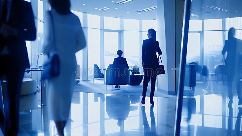 Generative AI Business People at Work in a Busy Luxury Office Space ...