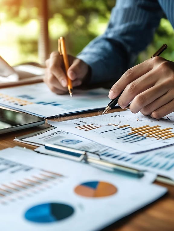 Generative AI Business Professional Analyzing Reports with Charts and ...