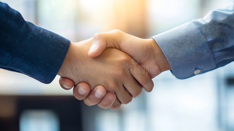 Generative AI Business Professionals Engaging in a Firm Handshake in ...