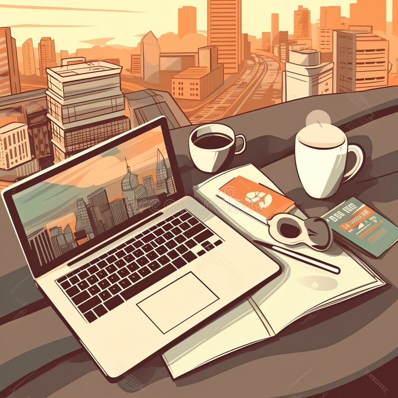 Generative AI Business Top View Scene- Stock Illustration ...