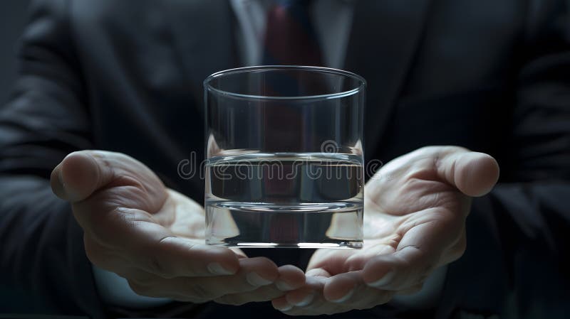 Generative AI Businessman in Half Empty Half Full Glass Concept ...