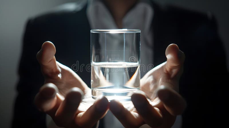 Generative AI Businessman in Half Empty Half Full Glass Concept ...