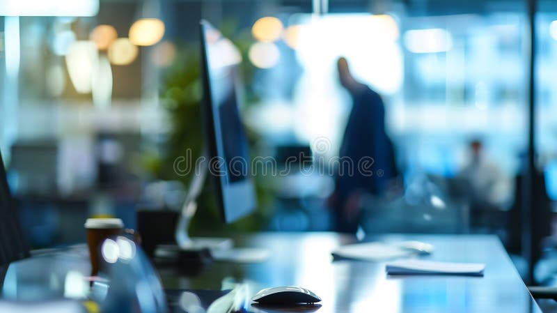 Generative AI Businessmen Blur in the Workplace or Work Space of Table ...