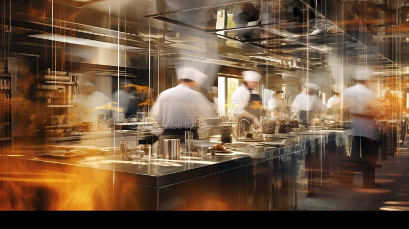Generative AI, Busy Chefs Working on the Restaurant Kitchen in Motion ...