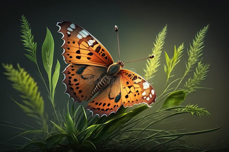 Butterfly on a Flower . Multi Colored Butterfly Stock Illustration ...