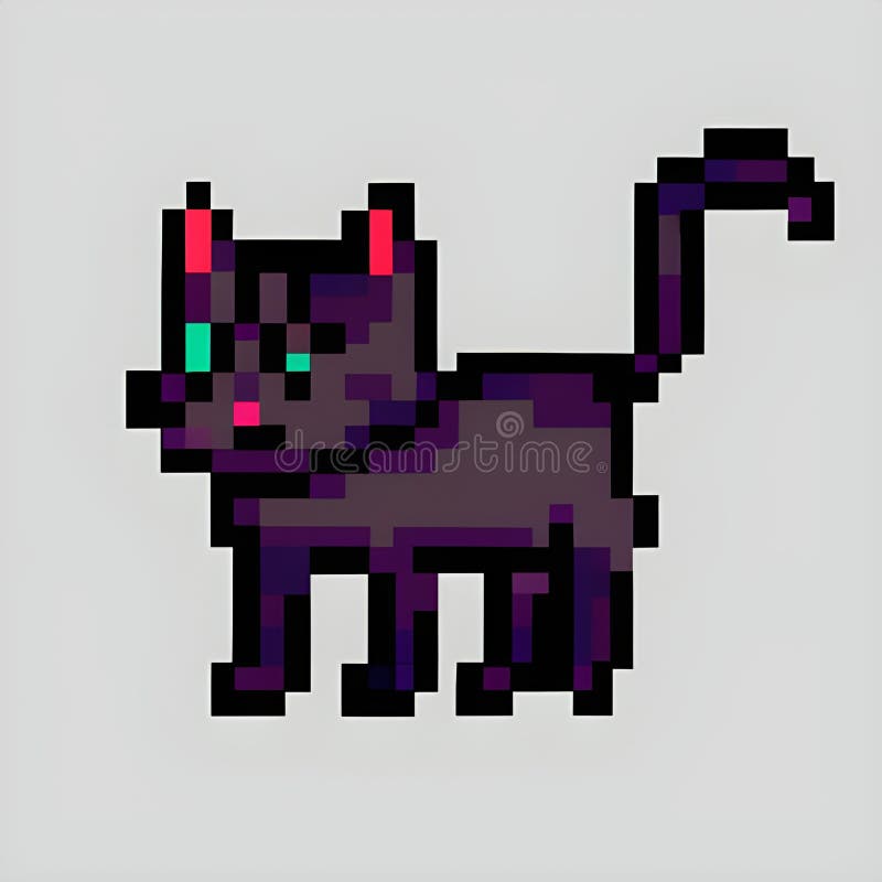 Cat Pixel Art. Generative AI. Stock Illustration - Illustration of ...