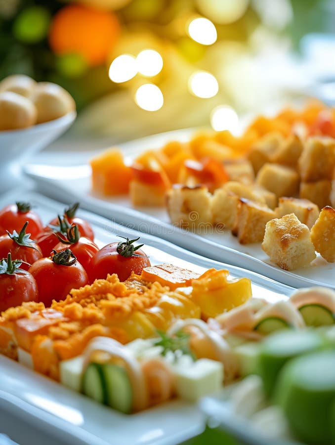 Generative AI Catering Plate. Assortment of Snacks on the Buffet Table ...