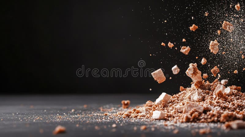 Generative AI Chocolate Powder Exploding into the Air Against a Dark ...