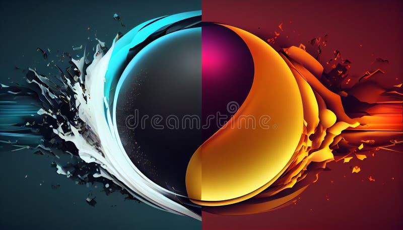 Generative AI, Chroma Clash: Bold Abstract Background with Vibrant Dual ...