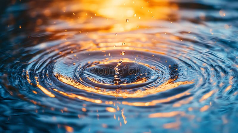 Generative AI Circular Wave Rings Reflecting Sky and Surrounding Rain ...