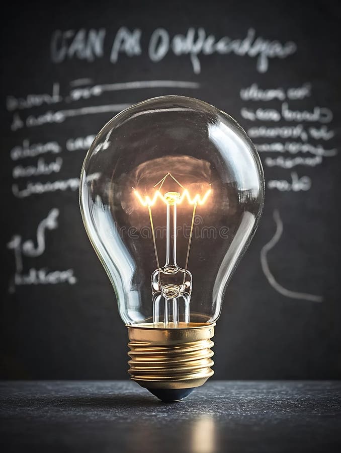 Generative AI Classic Light Bulb Illuminating Dark Background with ...