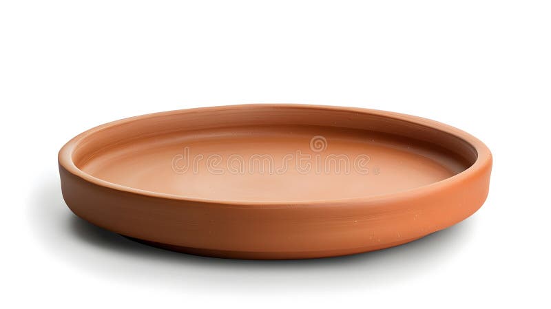 Generative AI Clay Plate Isolated on White Background Side View ...
